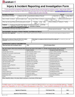 Fillable Online Injury & Incident Reporting and Investigation Form Fax Email Print - pdfFiller
