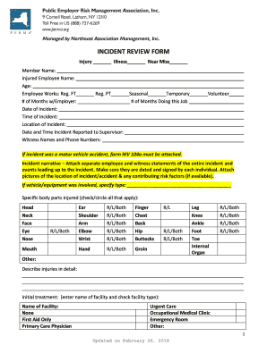 Fillable Online INCIDENT REVIEW FORM Fax Email Print - pdfFiller