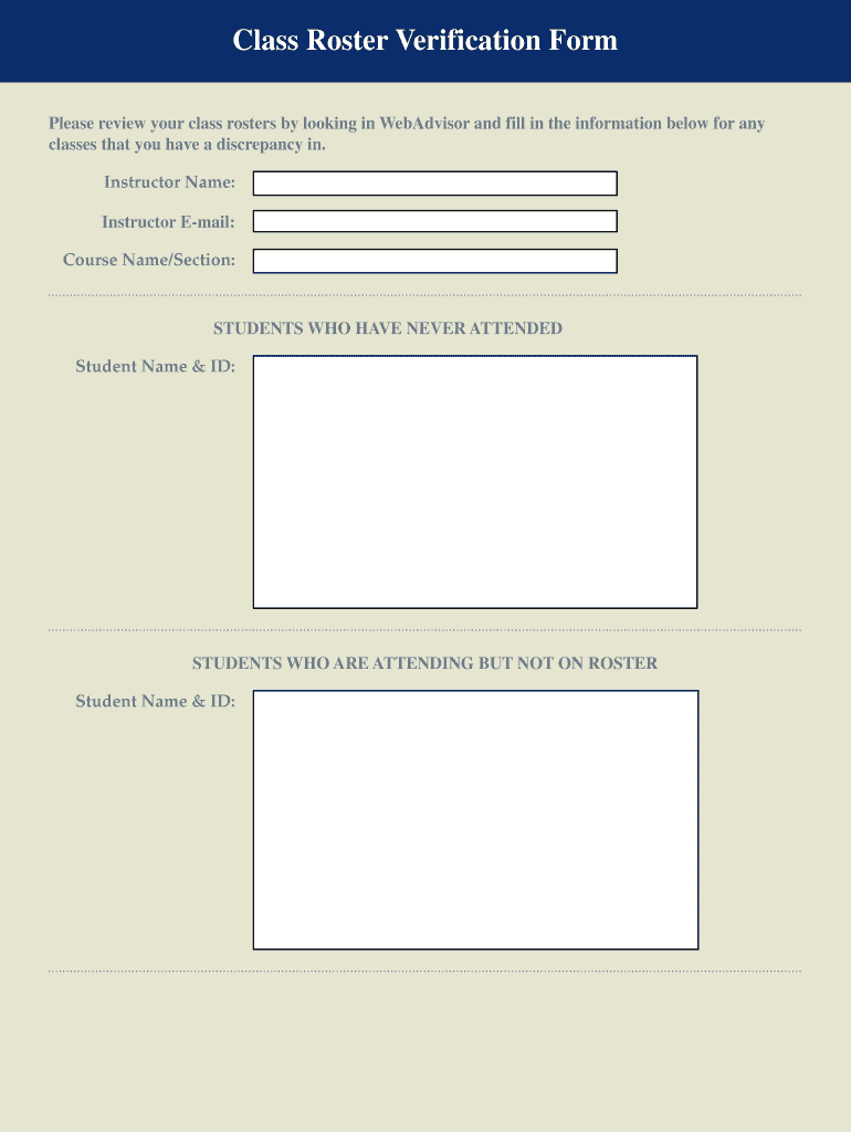 Fillable Online Class Roster Verification Form - swtjc.net Fax Email ...