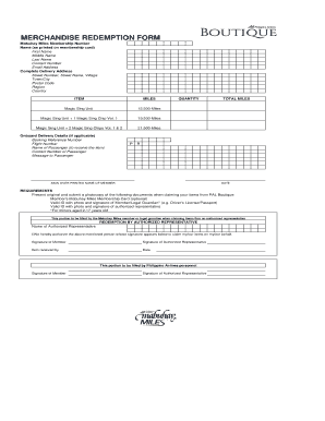 Fillable Online MERCHANDISE REDEMPTION FORM Fax Email Print - pdfFiller
