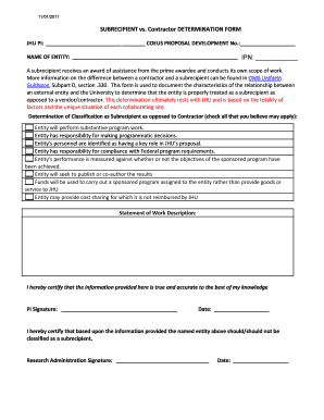 Fillable Online SUBRECIPIENT vs. Contractor DETERMINATION FORM Fax ...