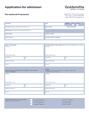 Fillable Online Application for admission - Goldsmiths, University of London Fax Email Print ...
