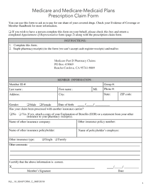 Fillable Online Prescription Claim Form - Allwell from PA Health and ...