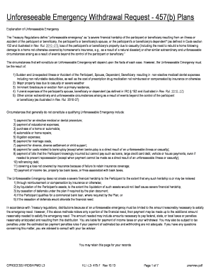 Fillable Online Unforeseeable Emergency Withdrawal Request - 457(b) Fax Email Print - pdfFiller