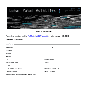 Fillable Online BADGING FORM - hou.usra.edu Fax Email Print - pdfFiller
