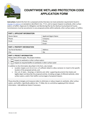 Fillable Online COUNTYWIDE WETLAND PROTECTION CODE APPLICATION FORM Fax ...
