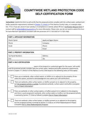 Fillable Online COUNTYWIDE WETLAND PROTECTION CODE SELF-CERTIFICATION ...