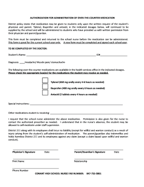 Fillable Online adc d211 Over the Counter Medication Form. Over the ...