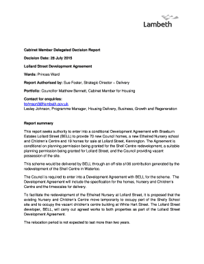 Fillable Online Cabinet Member Delegated Decision Report Decision Date ...