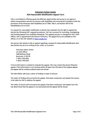 Fillable Online ADA Reasonable Modification Appeal Form Fax Email Print ...