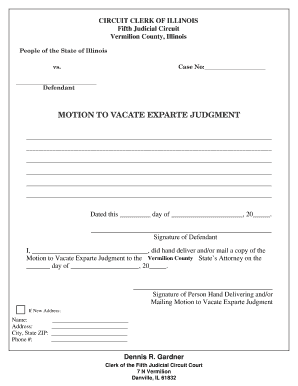 Fillable Online Motion to vaCate exParte JuDgMent Fax Email Print ...
