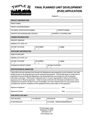 Fillable Online FINAL PLANNED UNIT DEVELOPMENT (PUD) APPLICATION Fax ...