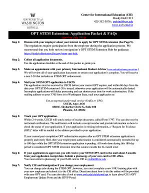 Fillable Online OPT STEM Extension: Application Packet & FAQs - UW ...