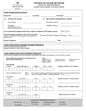 Fillable Online Change of Major or Minor form Fax Email Print - pdfFiller