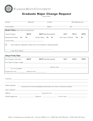 Fillable Online registrar fsu Graduate Major Change Request - FSU Registrar Fax Email Print ...