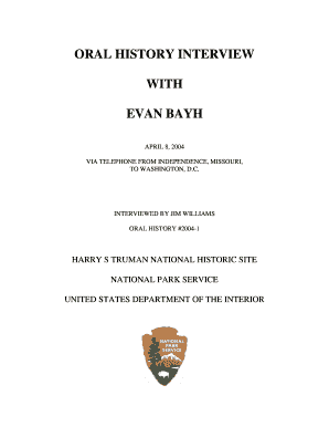 Fillable Online ORAL HISTORY INTERVIEW WITH EVAN BAYH Fax Email Print ...