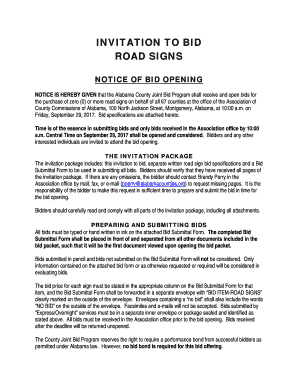 Fillable Online INVITATION TO BID ROAD SIGNS - ACCA Association of ...