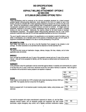 Fillable Online BID SPECIFICATIONS FOR ASPHALT MILLING ATTACHMENT- Fax ...
