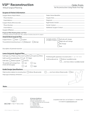 Fillable Online VSP Reconstruction Order Form - 3D Systems Fax Email ...