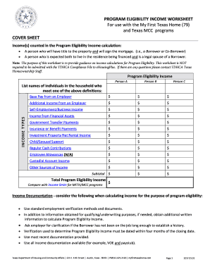 Fillable Online program eligibility income worksheet - EhousingPlus Fax ...