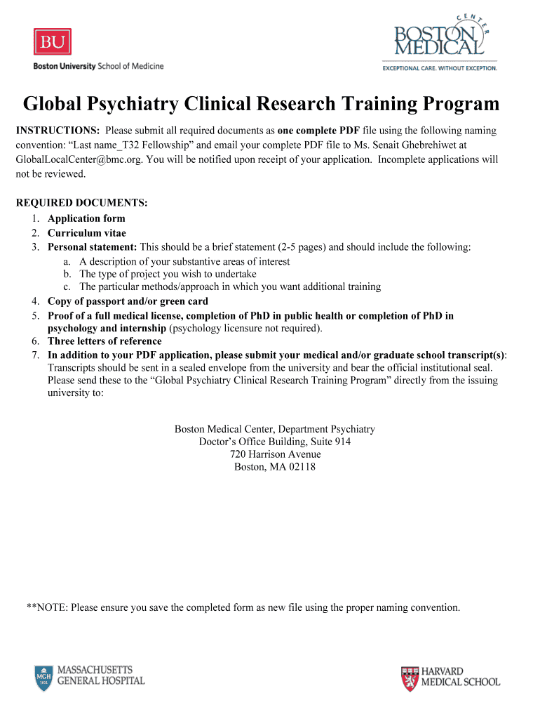 Fillable Online Application form - Boston University Medical Campus Fax ...