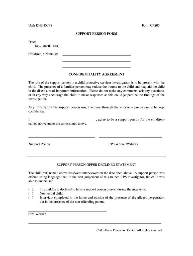 Fillable Online CPS-Support Person Form Fax Email Print - pdfFiller