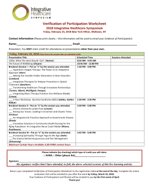 Fillable Online Verification of Participation Worksheet Fax Email Print ...
