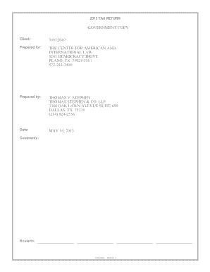 Fillable Online 2013 TAX RETURN Client: Prepared for: THE CENTER FOR ...