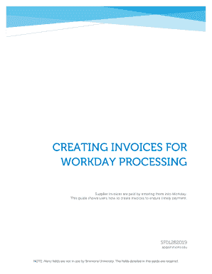 Fillable Online internal simmons Creating invoices for workday ...