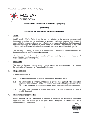Fillable Online Application Initial certification SAQCC IPE Form Piping ...