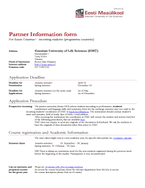 Fillable Online Partner Information form - Unina Fax Email Print ...