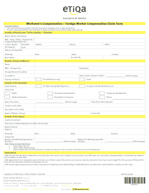 Fillable Online 5. Workmen's Compensation Claim Form A4 - Etiqa Fax ...