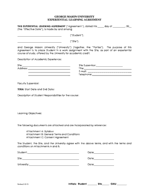 Fillable Online Experiential Learning Agreement - cloudfront.net Fax ...
