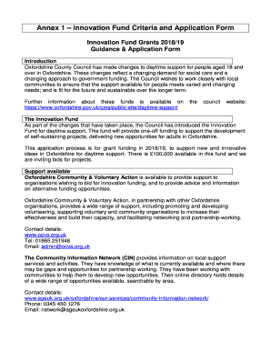 Fillable Online Annex 1 Innovation Fund Criteria and Application Form ...