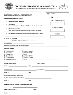 Fillable Online HAZARDOUS MATERIALS STORAGE PERMIT Fax Email Print ...