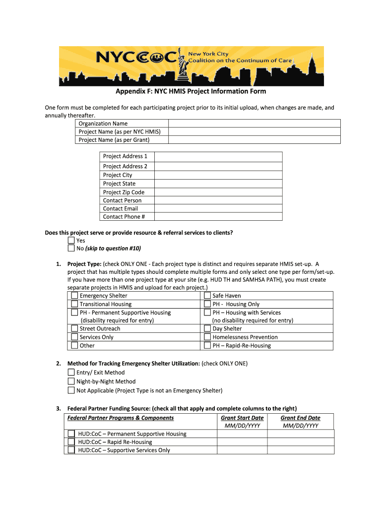 Fillable Online NYC CCoC HMIS - NYC CCoC Home Fax Email Print - pdfFiller