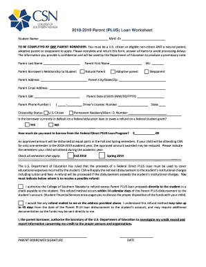 Fillable Online 1819 CSN Direct Plus Worksheet Fax Email Print - pdfFiller