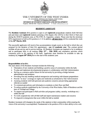 Fillable Online sta uwi Academic Calendar 20189 - UWI St. Augustine Fax ...