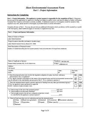 Fillable Online Short Environmental Assessment Form Part 1 - Project ...