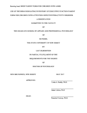 Fillable Online rucore libraries rutgers Running head: BRIEF PARENT ...