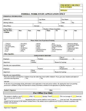 Fillable Online Updated work study application - Midland College Fax Email Print - pdfFiller