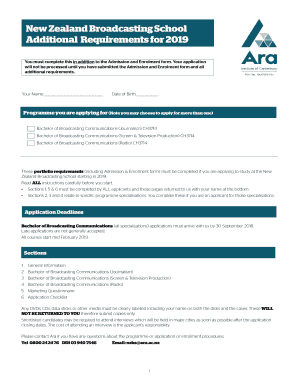 Fillable Online Broadcasting Additional Requirements Form - Ara Fax ...