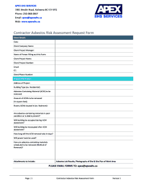 Fillable Online Contractor Asbestos Risk Assessment Request Form Fax ...