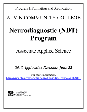 Fillable Online Neurodiagnostic (NDT) Program - Alvin Community College ...