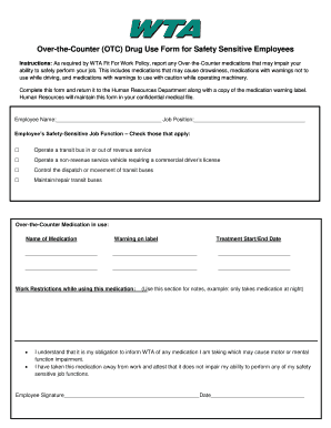 Fillable Online Over-the-Counter (OTC) Drug Use Form for Safety ...