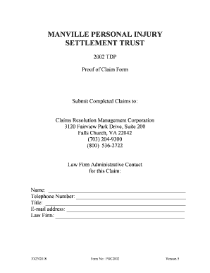 Fillable Online Proof of Claim Form for Asbestos-Related Personal ...