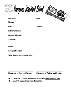 Fillable Online Form No: Date: Name: Class: Section: Fathers Name ...