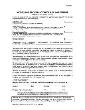 Fillable Online MORTGAGE BROKER ADVANCE FEE AGREEMENT Fax Email Print ...