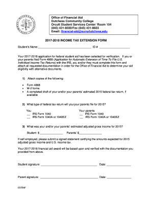 Fillable Online 2017-2018 INCOME TAX EXTENSION FORM Fax Email Print ...