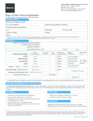 Fillable Online Sign Combo Permit Application Form - edmonton.ca Fax Email Print - pdfFiller